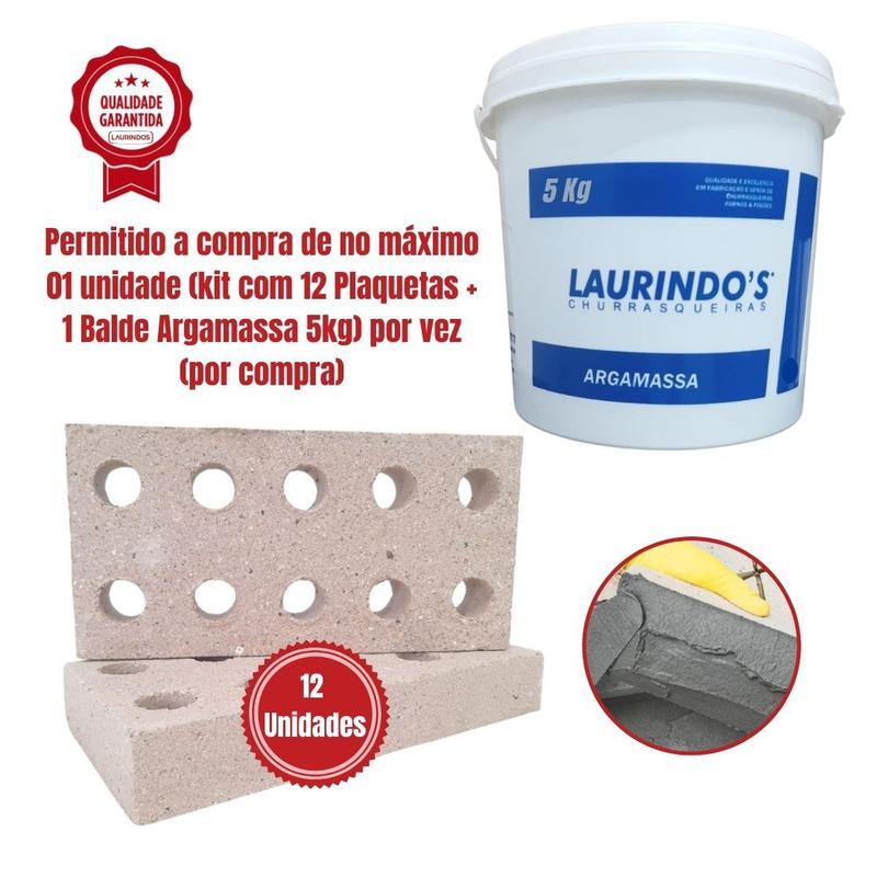 12 Tijolo Refratário + Massa Refratária Churrasqueira Fornos - LAURINDO ...