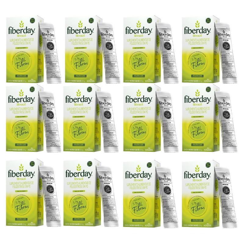 12x Fiberday Fibracil Suplemento Rico Em Fibras 10 Saches Kress ...