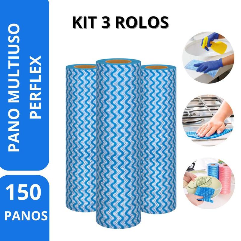 150 Pano Multiuso tipo Perfex 30cm X 50cm Azul Rolo com 25m ...