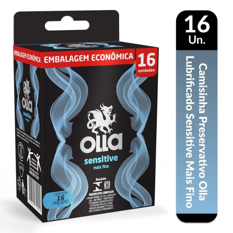 16 Camisinhas Olla Preservativo Sensitive Mais Fina Sensibilidade ...
