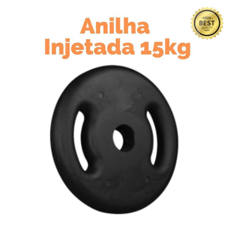 1x Anilha Injetada 15kg Super Premium Preta Academia em casa - Anilhas ...