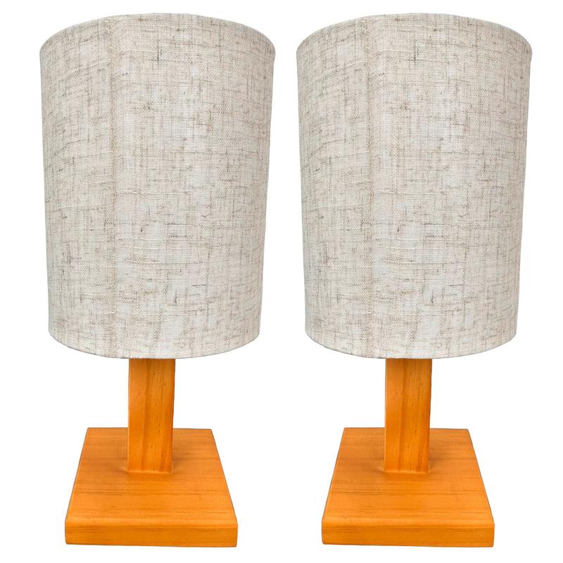 2 Abajur De Madeira Rustico Luminária Mesa Quarto Sala - Temshopweb ...