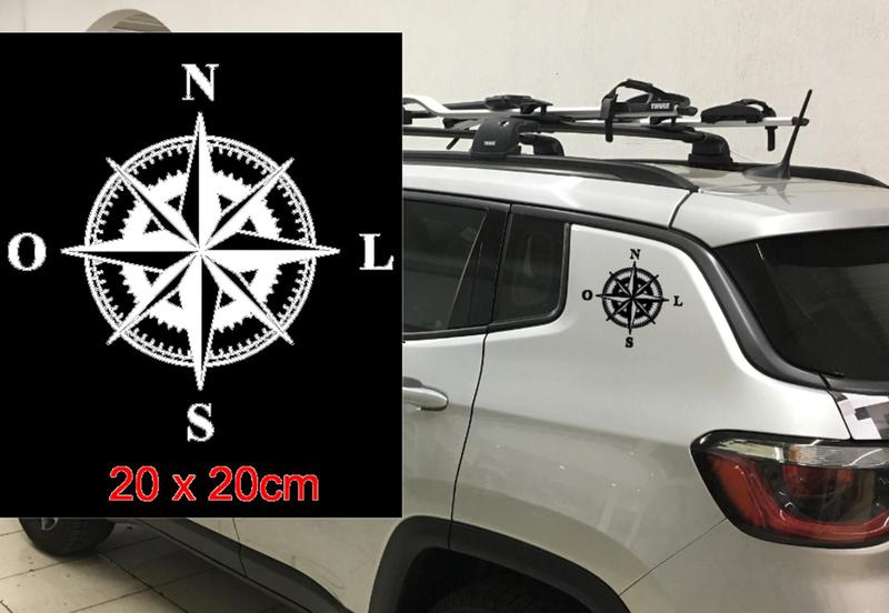 2 Adesivos Rosa dos Ventos Bússola Carro Jeep Compass Renegade ...
