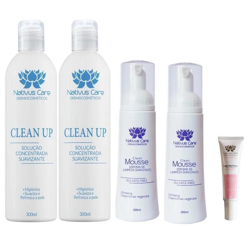 2 Clean Up, 2 Clean Mousse Espuma E 1 Filme Protetor 15g Nativus Care ...