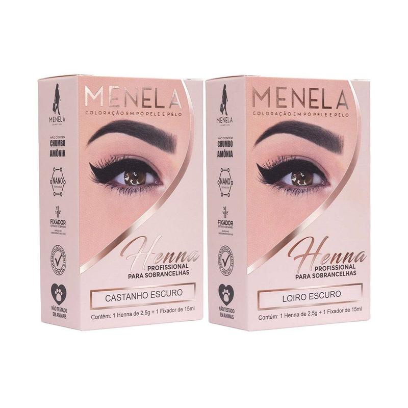2 Kit Henna com Fixador Profissional Castanho Escuro e Loiro - Menela ...