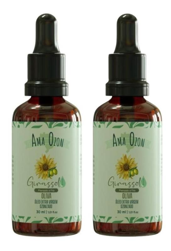 2 Óleos Ozonizados Girassol E Oliva Ozonoterapia 30ml - AmaOzon - Óleo ...