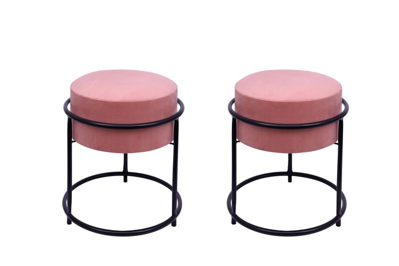 2 Puff De Ferro Banqueta Sentar Design Moderno Armação Preta ...