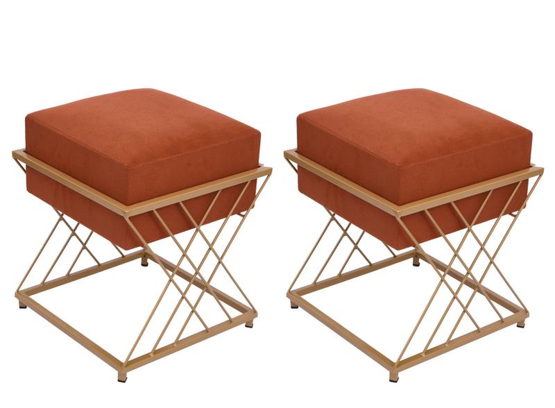 2 Puff De Ferro, Banqueta, Sentar, Design Moderno Quadrado - Juliartes ...