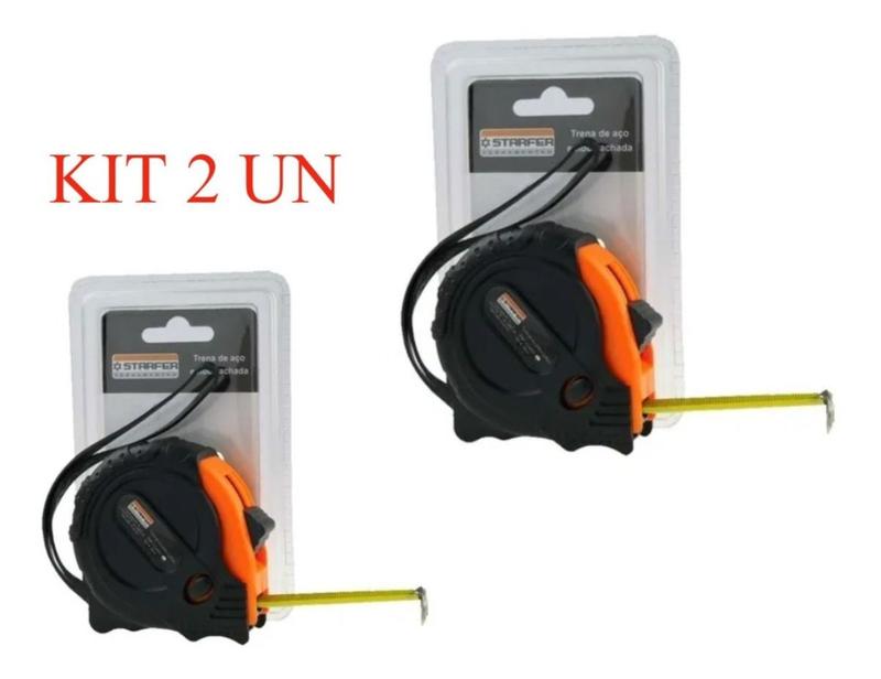 2 Trena Aço Emborrachada Com Trava Profissional 3m Starfer - Trena ...