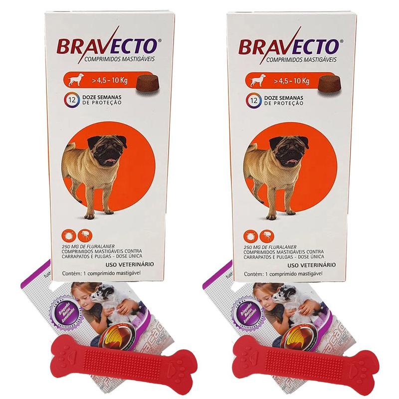 2 unid Bravecto Comprimido Antipulgas Cães 4,5 A 10kg MSD + 2 ...