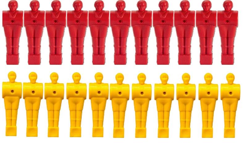 22 Bonecos Pebolim Totó Ferro Passante 9/16 Vermelho e Amarelo ...