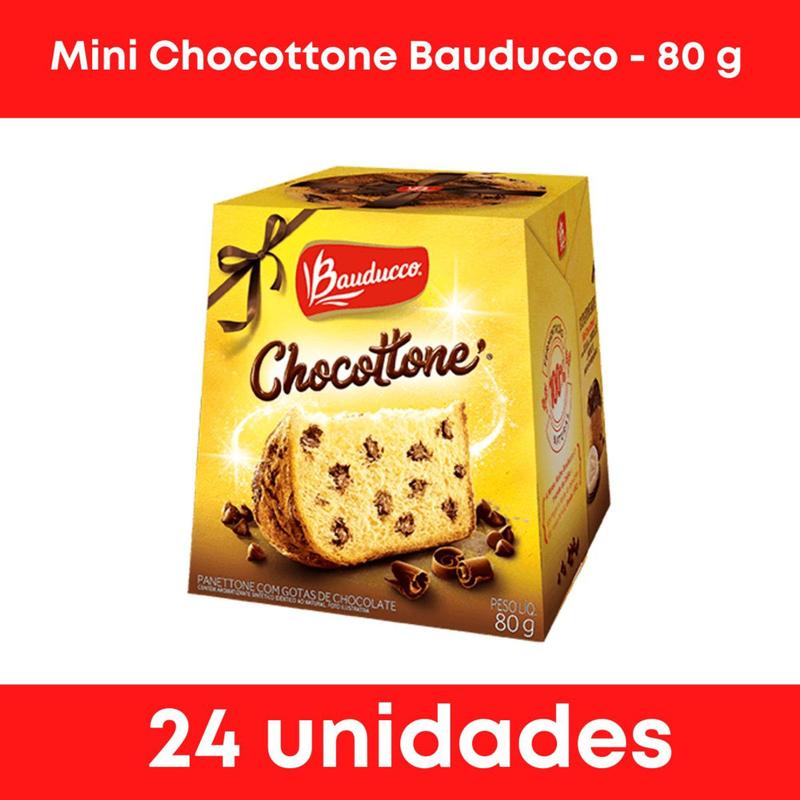 24x Mini Chocottone Gotas de Chocolate 80g - Bauducco - Chocotone ...
