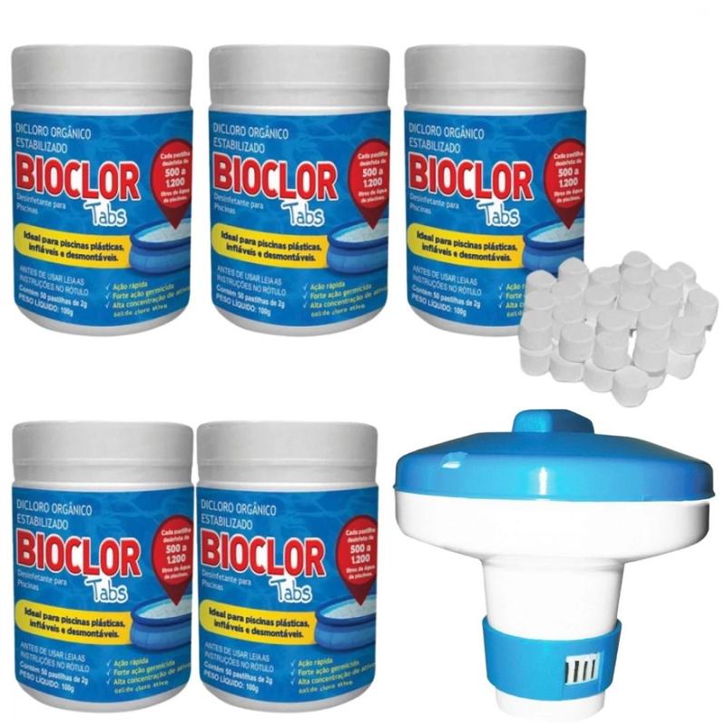 250 Mini Pastilhas 2gr de Cloro Bioclor para Piscina + 1 Mini Flutuador ...