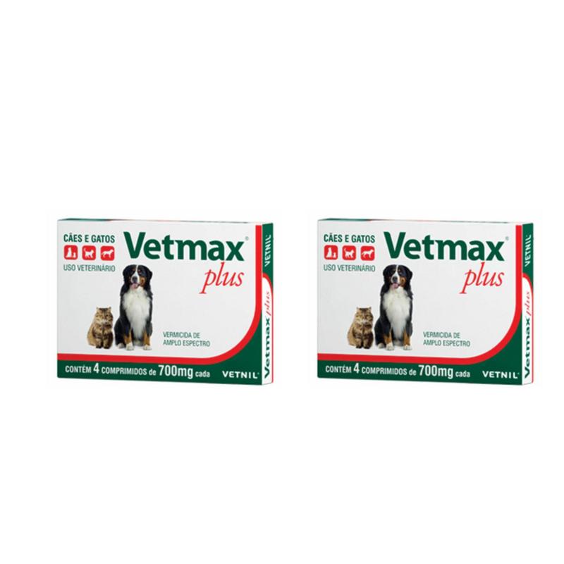 2cx Vermífugo Vetmax Plus Para Cães E Gatos Pet 4comprimido - Vetnil ...