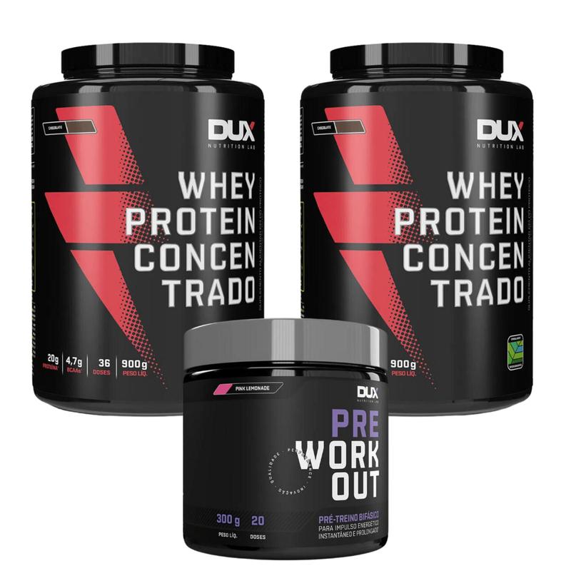 2x Whey 100% Protein Concentrado 900g + Pre Workout Original - 300g ...