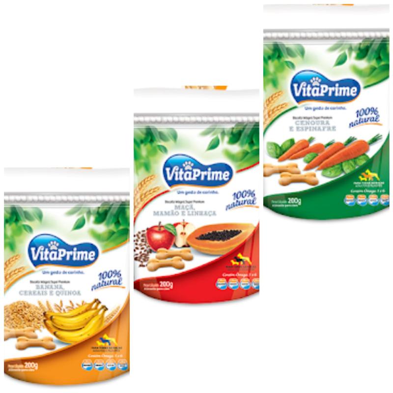 3 Biscoitos VitaPrime 200g para cães - sortidos - Biscoito para ...