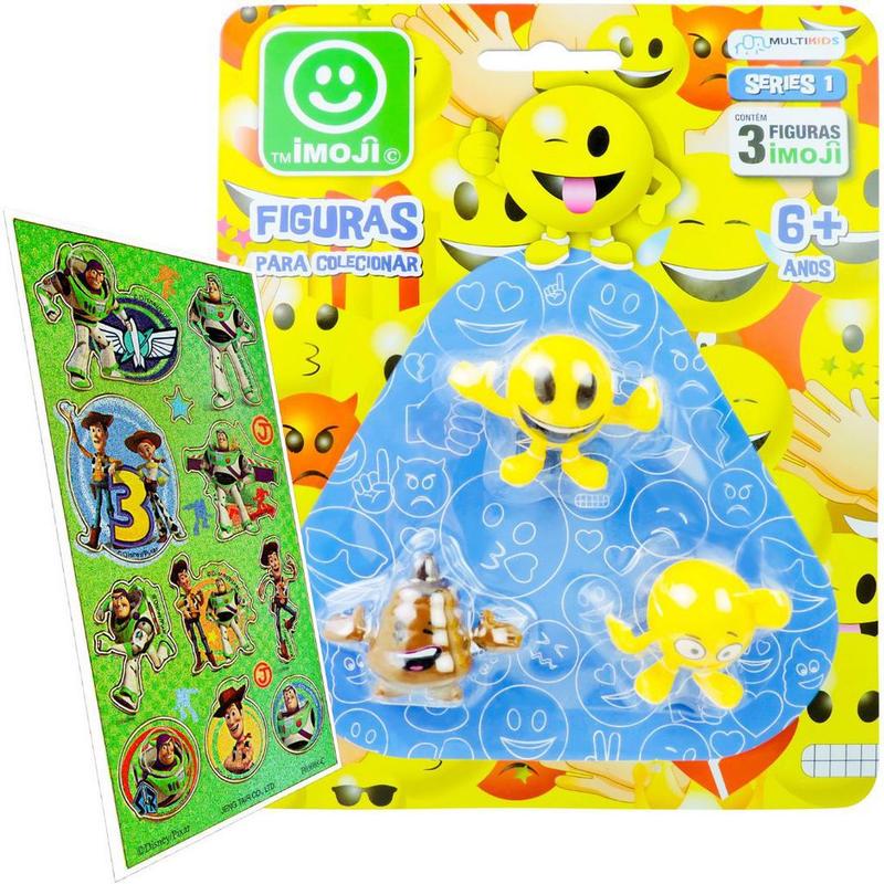 3 Bonecos Emoji Figuras Divertidas Multikids + Adesivo M - Bonecos ...
