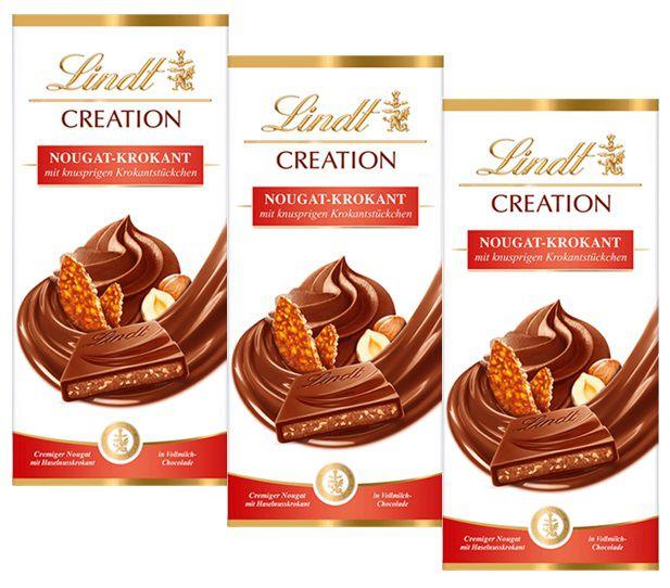 3 Chocolate Lindt Creation Nougat Krokant Torrene Avelã 150g ...