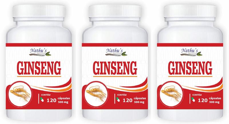 3 Ginseng Puro 120 cap - Legítimo 100% Natural 500mg (Total 360 cap ...