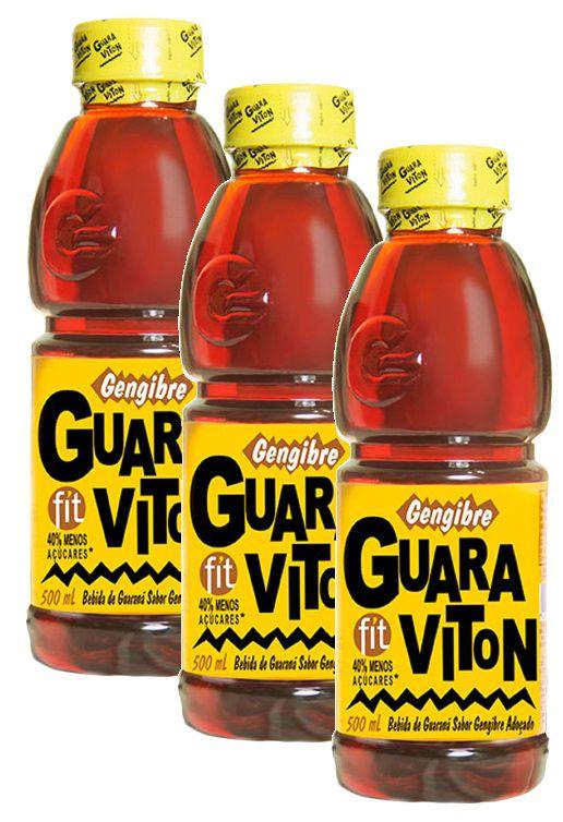 3 Guaraviton Guaraná Viton Sabor Gengibre Zero Açucar 500ml - Xarope ...