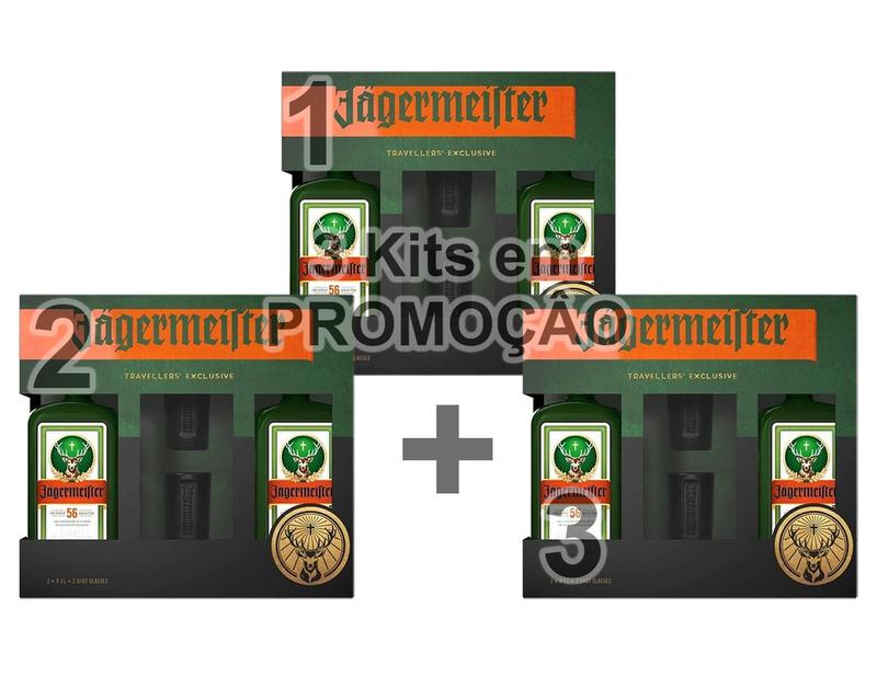 3 Kits - Licor Jagermeister 2 Garrafas De 500ml Com 2 Copos - Licor ...
