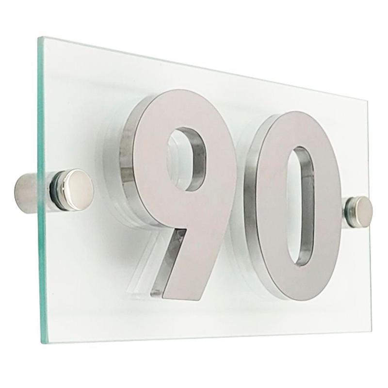 3 Números Inox 12cm com Placa de Vidro Incolor Horizontal - Takinox ...