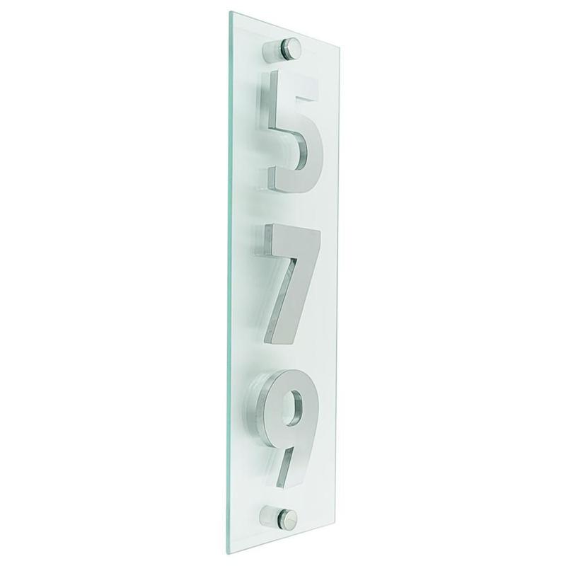 3 Números Inox 12Cm Com Placa De Vidro Incolor Vertical - Takinox ...