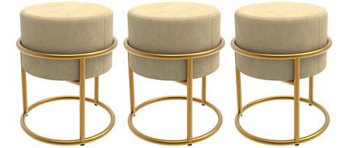 3 Puffs Base Ferro Veludo Acabamento Sofisticado - Zinn Moveis - Puffs ...