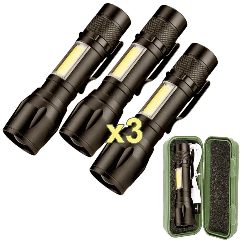 3 Super Lanternas Muito Potente Recarregável USB - NAVY-PRO - Lanterna ...