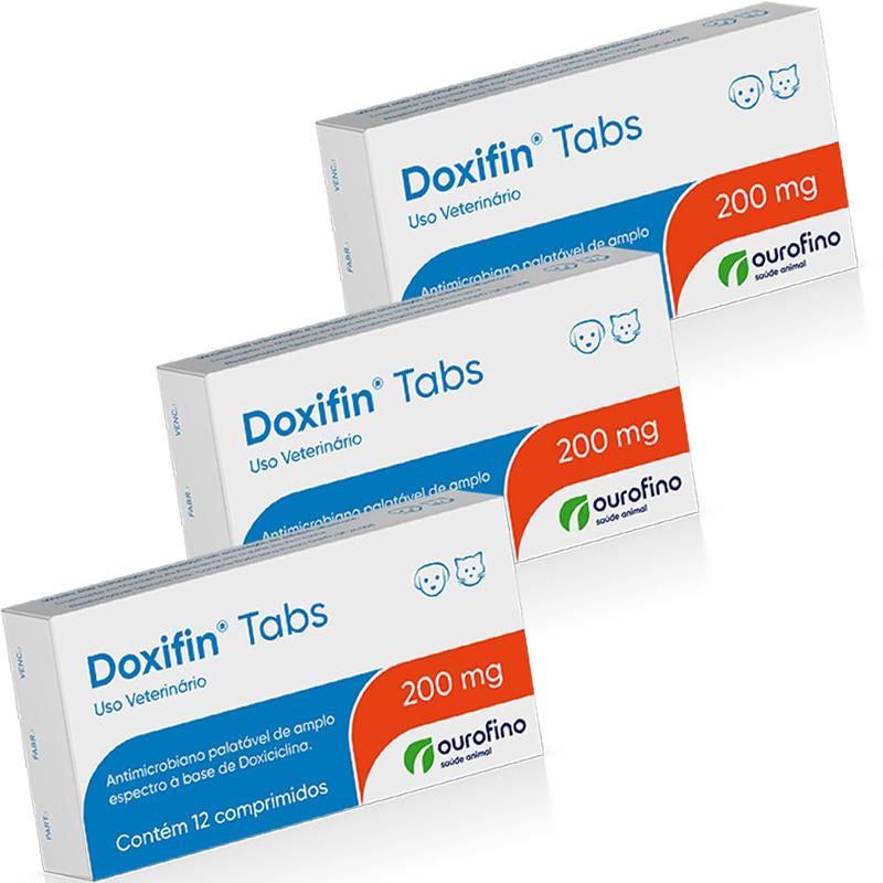3 x Doxifin 200mg 12 Tabs - Ourofino Pet - Farmácia Pet - Magazine Luiza