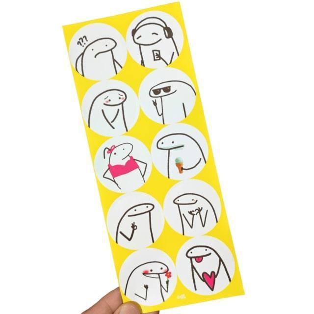 30 Adesivos 4 X 4 Cm - Flork Meme Cod 42190 - Duster - Adesivos ...