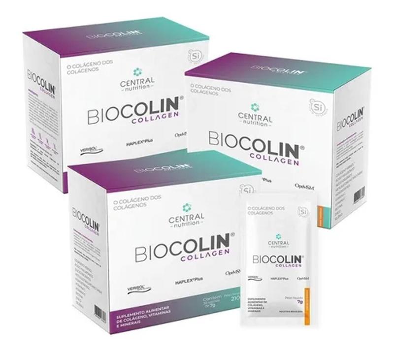 3x Biocolin Collagen 7g 30 Sachês - Central Nutrition - Colágeno ...