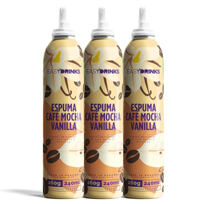 3x Espuma de Café Mocha e Vanilla EASY DRINKS 260g - Espuma para Drinks ...