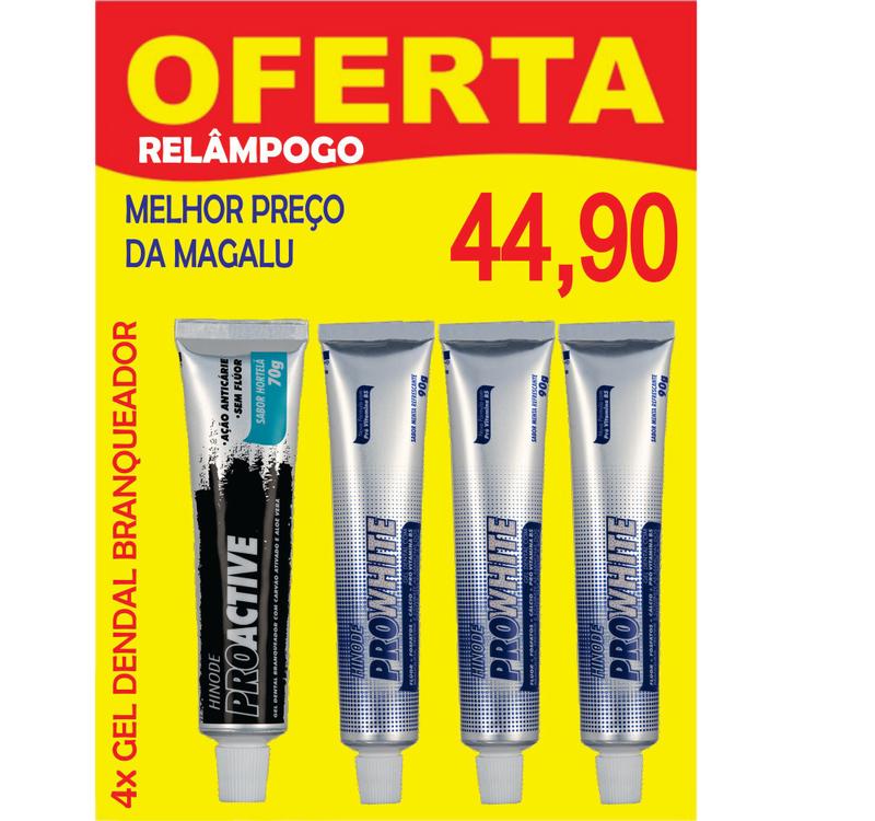 3x Gel Dental Pro White + Gel Dental com Carvão Ativado - Hinod - Creme ...