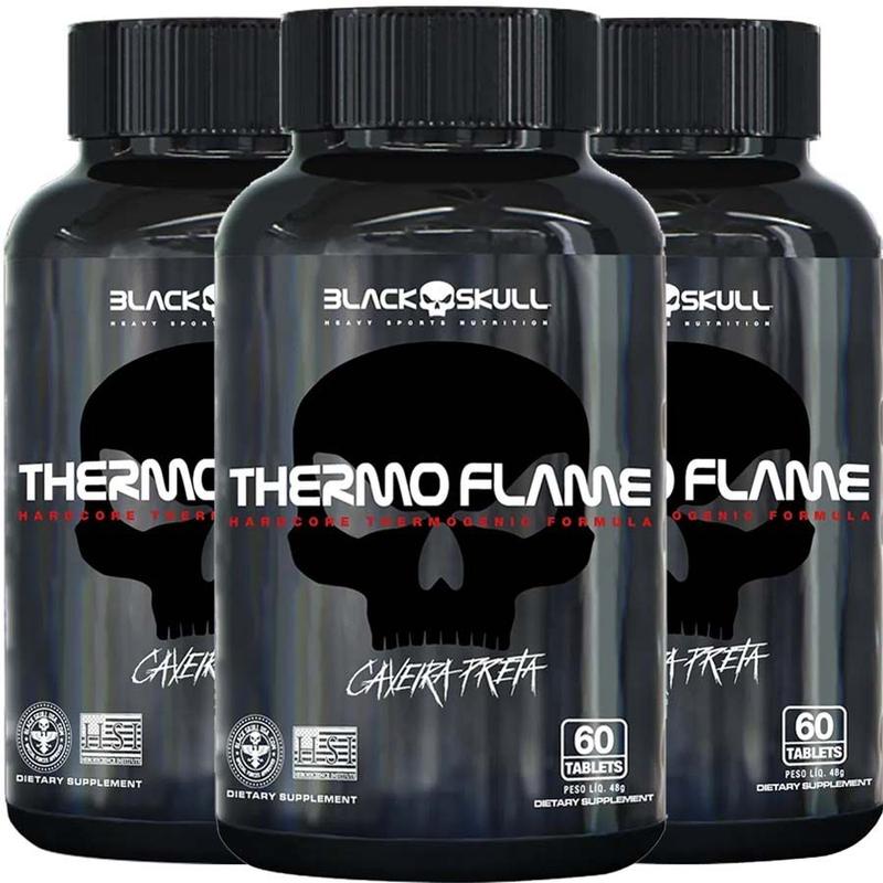 3x Thermo Flame 60 Tabs - Melhor Termogênico - Black Skull ...