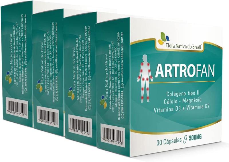 4 Artrofan Colágeno Tipo 2 500mg 30 Cápsulas - Flora Nativa - Flora ...