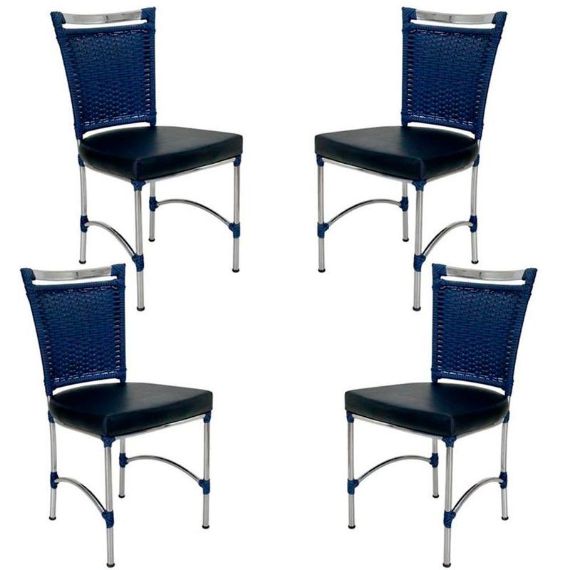 4 Cadeiras em Alumínio e Fibra Sintética JK Cozinha Edícula - Trama ...