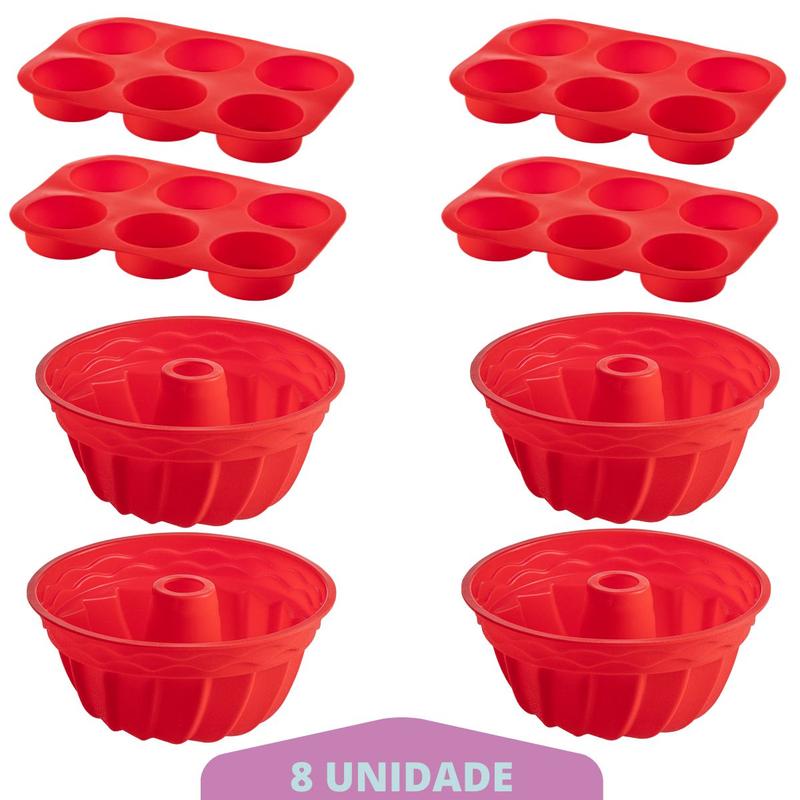 4 Kit Forma Cupcake + Forma Espiral Sortida Pudim Silicone - QUALITY ...