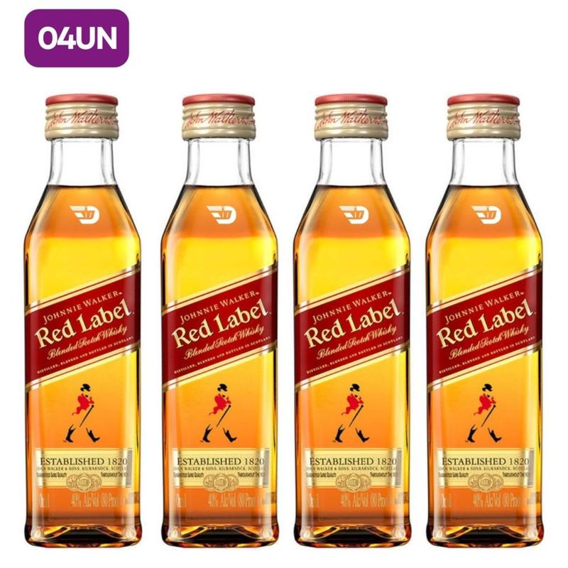 4 Miniatura Red Label Johnnie Walker 50 ml - Whisky - Magazine Luiza