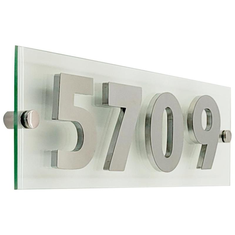 4 Números Inox 12Cm Com Placa De Vidro Incolor Horizontal - Takinox ...