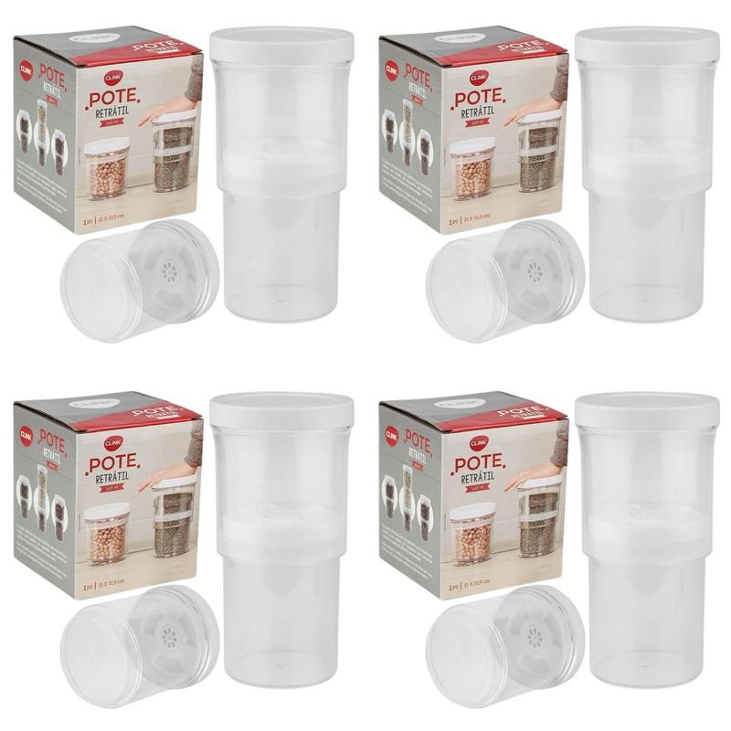 4 Pote Retrátil com Vedação Vácuo 550ml + Aumenta p/ 1050ml - Pote ...