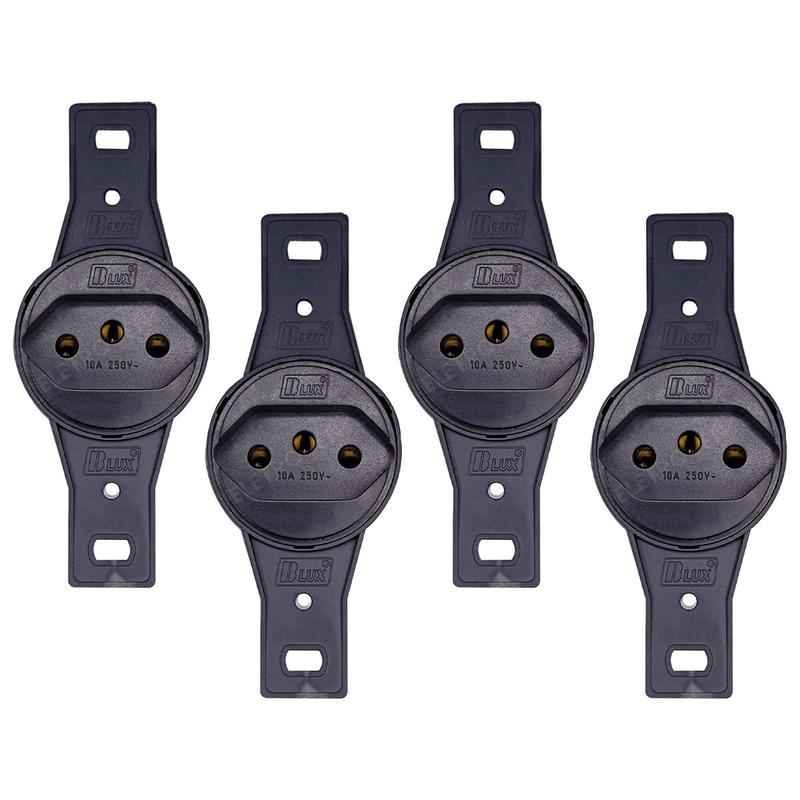 4 Tomada elétrica embutir energia 110V 220V 2P+T 10A Preta - Blux ...