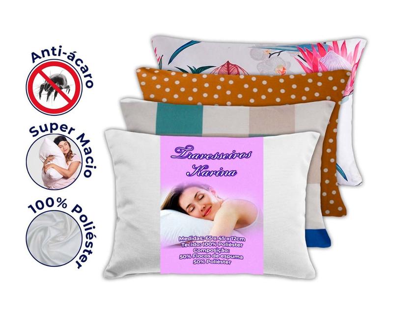 4 Travesseiros Luxo Karina Importada Anti-ácaro Super Macio - Select ...