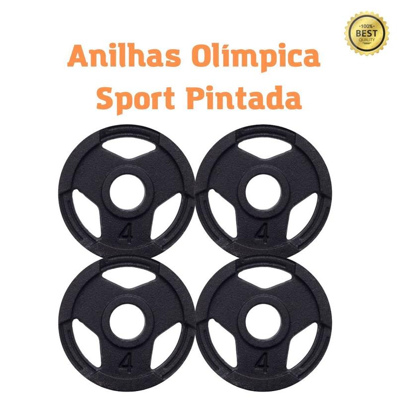 4x Anilha Sport 4kg Super Premium Pintada Furo Olímpico Par - Anilhas ...