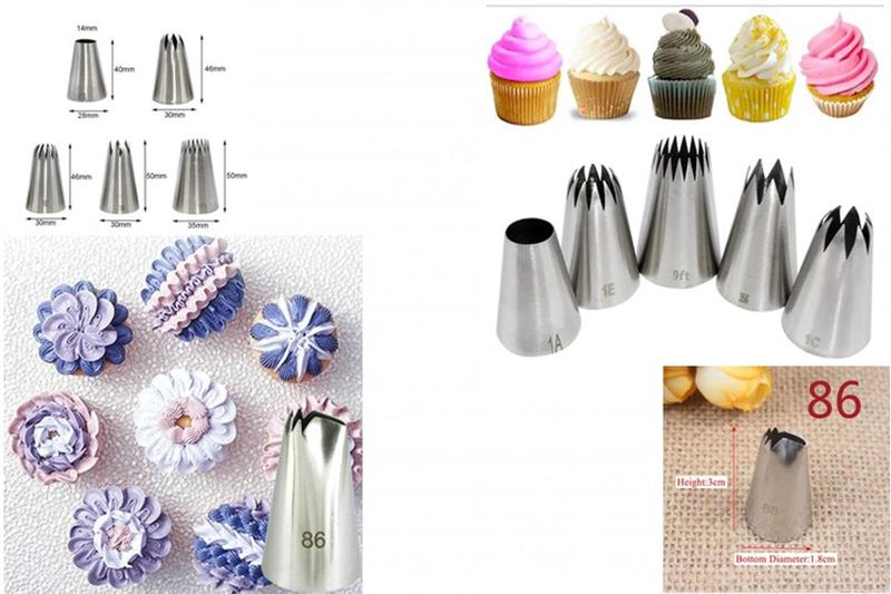 5 Bicos P/ Decorar Bolo/torta Aço Inox + Bico Russo 86 Confeiteiro ...