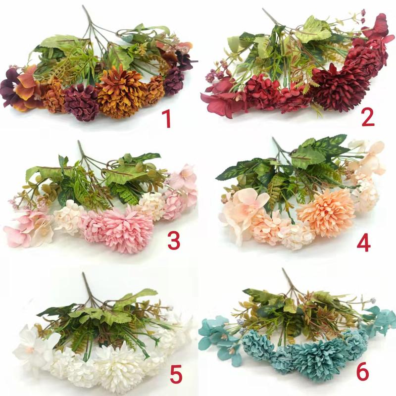 5 Buque De Flor Artificial Com Hortênsias Campestres E Cravo - PW ...