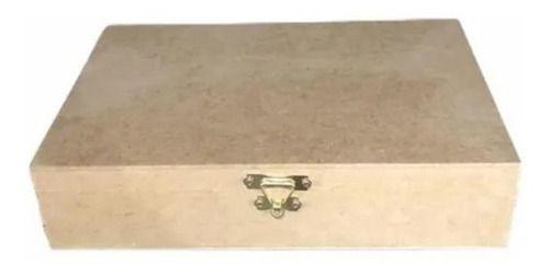 5 Caixas Retangular 25x16x8 C/ Dobradiça Fecho Mdf 6mm Cru ...