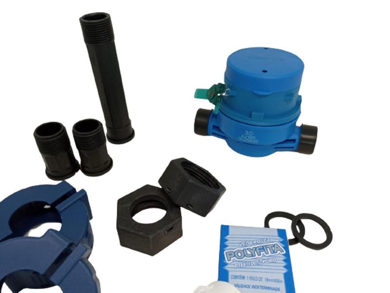 5 Hidrômetros 3/4 Unijato Composite + Kit Conexão Completo - Produto ...