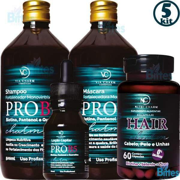 5 Kit PRO B5 Via Charm Cosméticos com Suplemento em Cápsulas Atacado ...