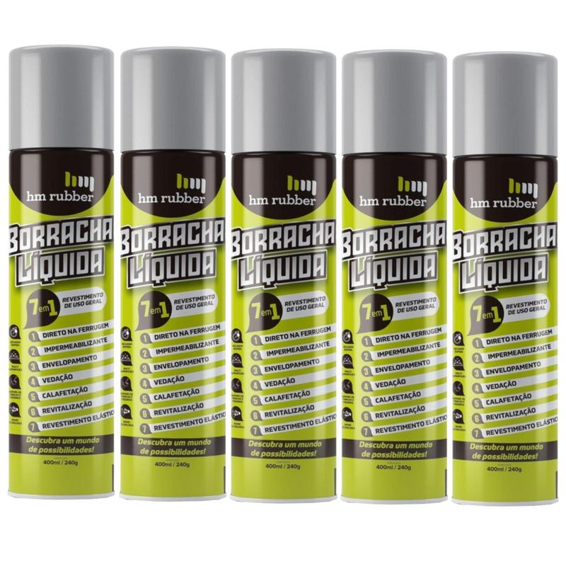 5 Spray Borracha Líquida Aerosol Hm Rubber 400ml Aluminio - Borracha Técnica - Magazine Luiza
